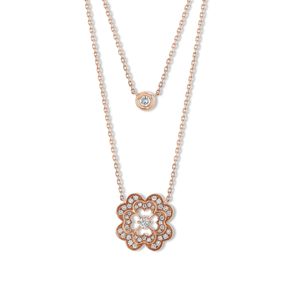 Double Chain Diamond Necklace | Platinum Necklace w/ Diamonds – Kellery